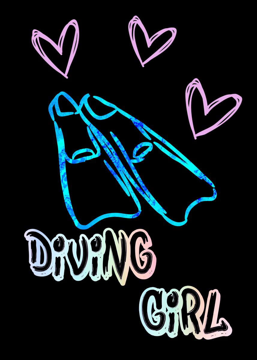 'Diving Girl Wall Art' Poster, picture, metal print, paint by ...