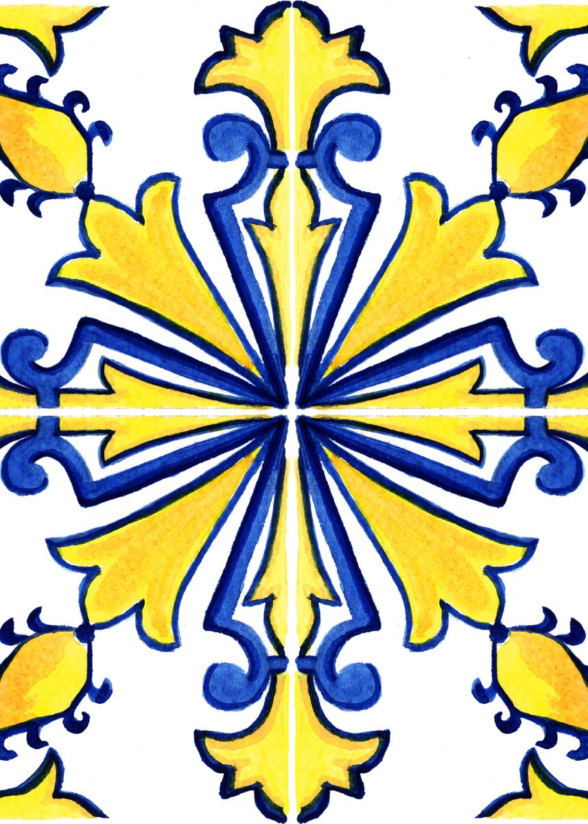 'Portuguese Tile Pattern 01' Poster, picture, metal print, paint by ...