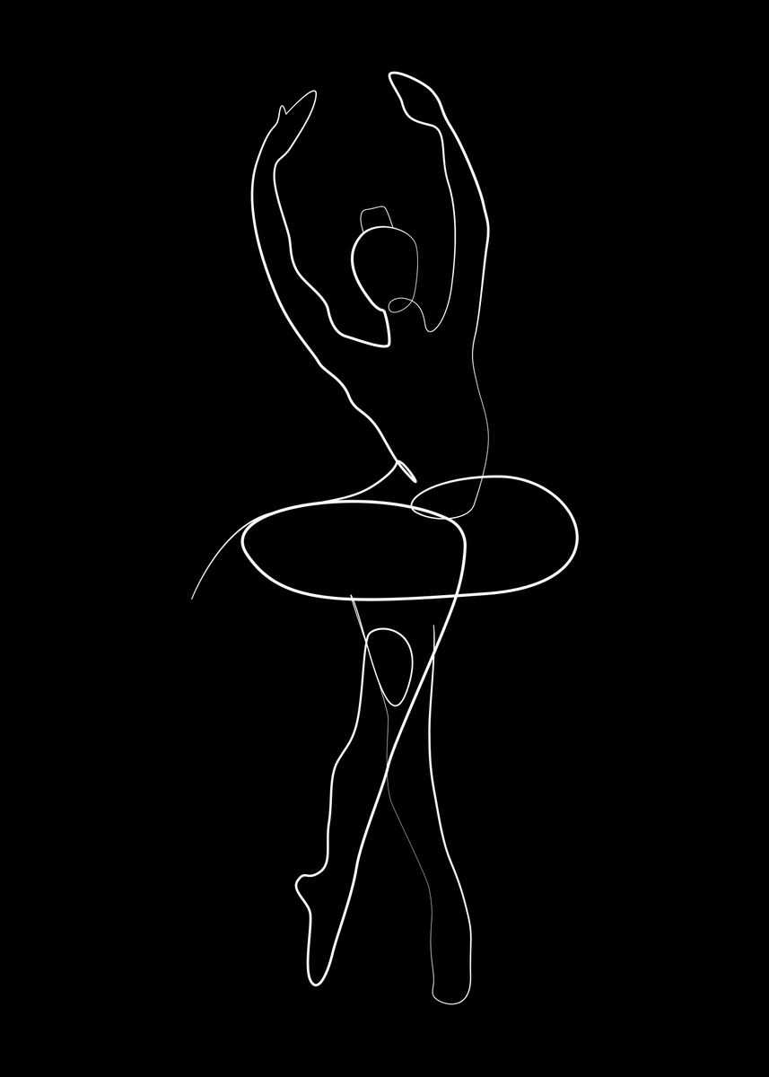 'Ballerina One Line Drawing' Poster, picture, metal print, paint by ...