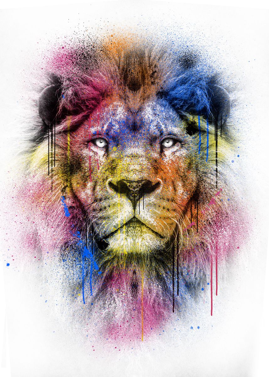 'lion made by ink' Poster by almost seven | Displate