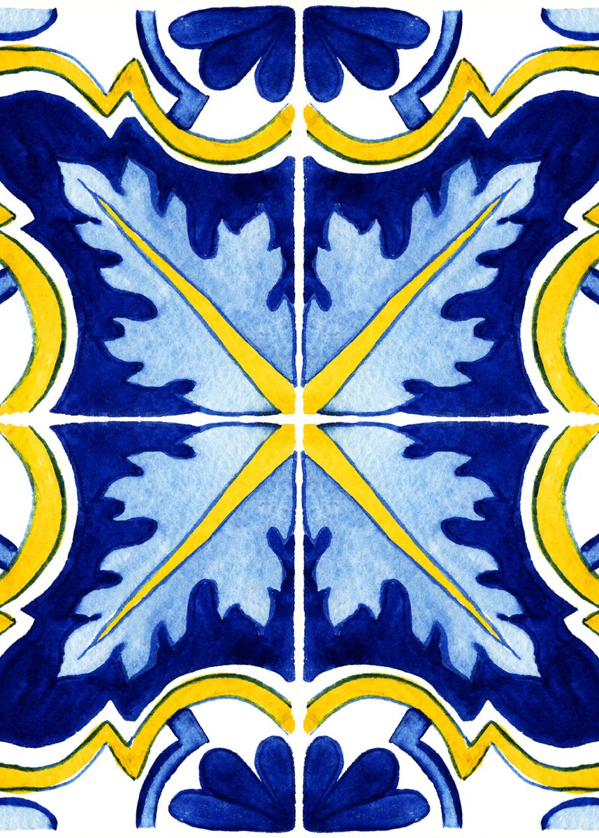 'Portuguese Tile Pattern 02' Poster, picture, metal print, paint by ...