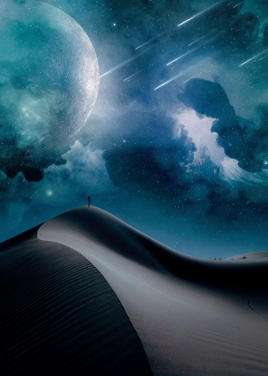 'UNDER STARS' Poster, picture, metal print, paint by bevisualz | Displate