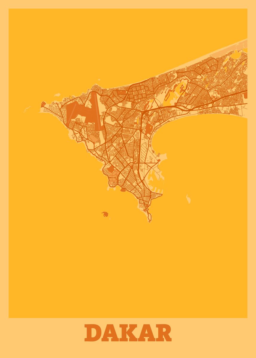 'Dakar Sunset City Map' Poster by Tien Stencil | Displate