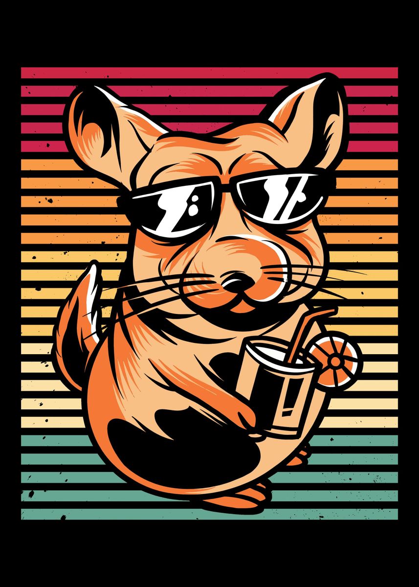 'Retro Chinchilla Vintage' Poster, picture, metal print, paint by ...