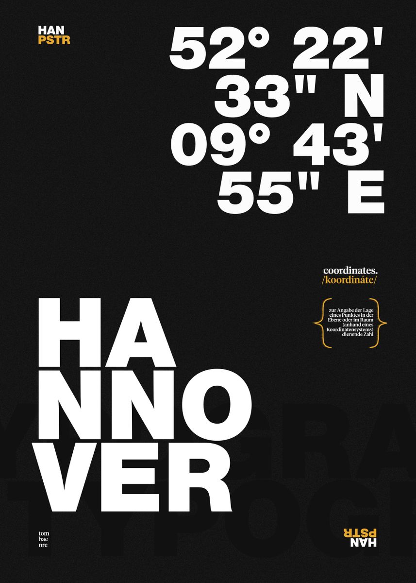 'Hannover Typo' Poster, picture, metal print, paint by Tom Taegtmeier ...
