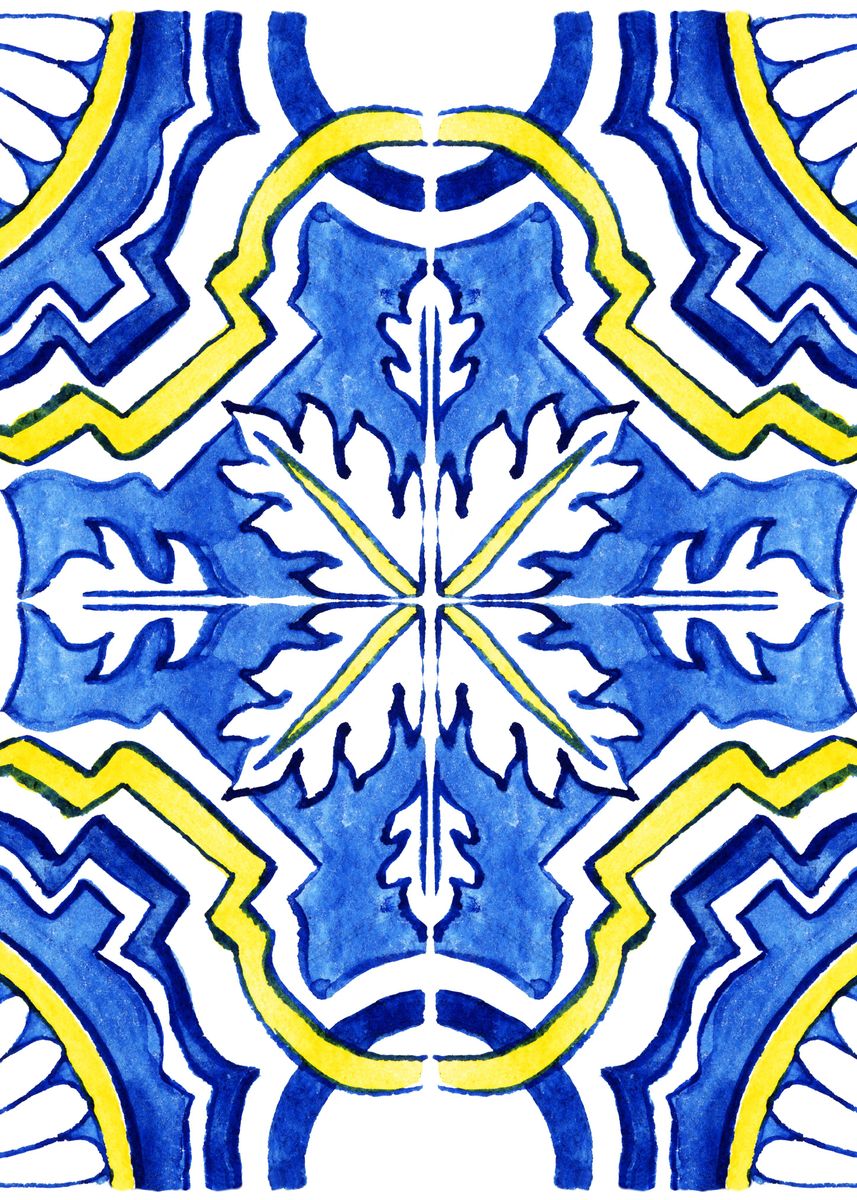 'Portuguese Tile Pattern 08' Poster, picture, metal print, paint by ...