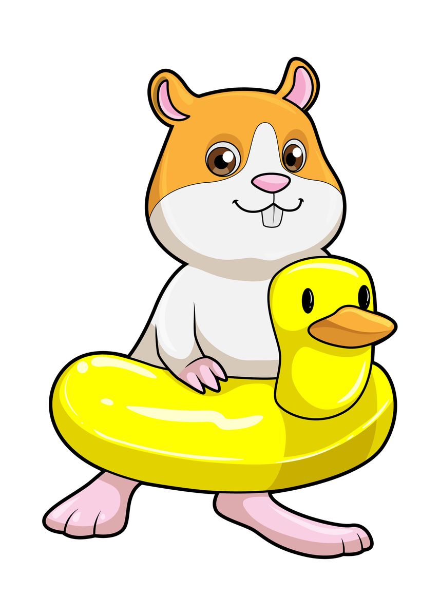 'Hamster Beach Swim ring' Poster, picture, metal print, paint by Markus ...