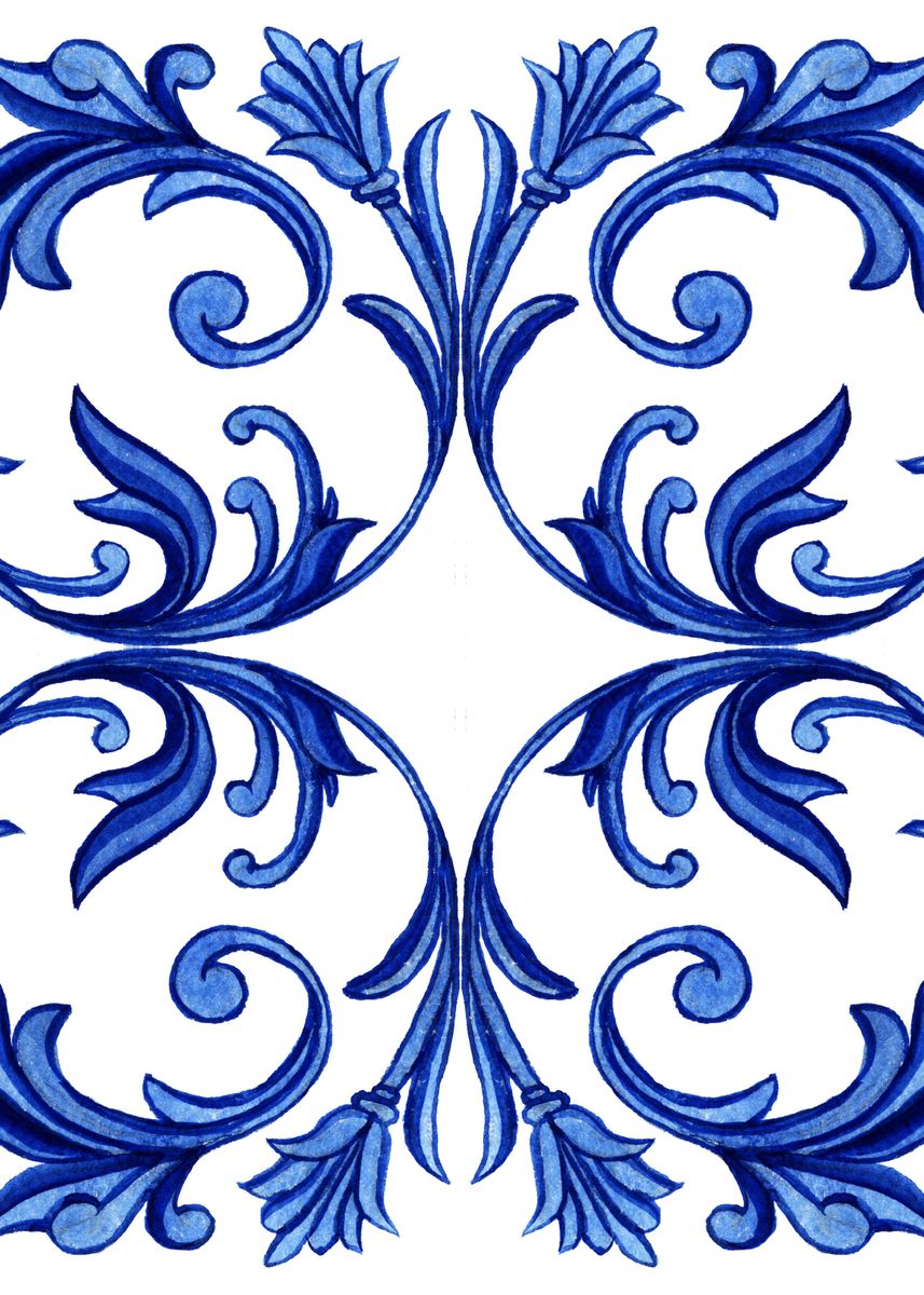 'Portuguese Tile Pattern 06' Poster, picture, metal print, paint by ...