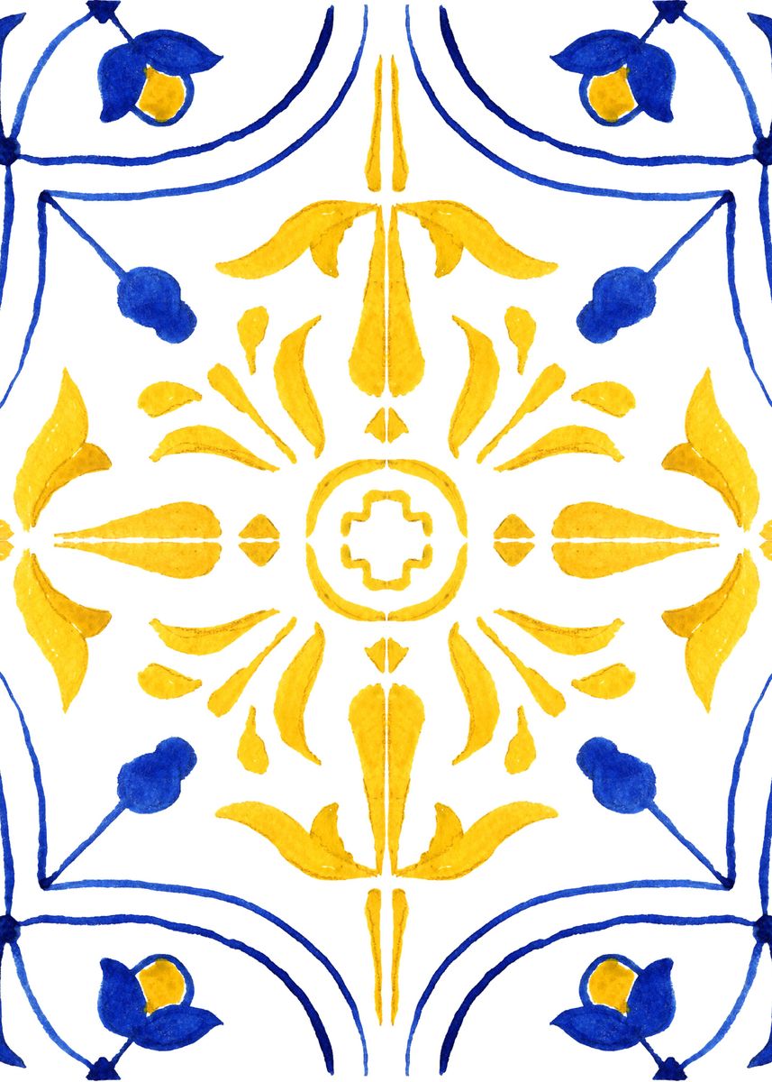 'Portuguese Tile Pattern 04' Poster by Aloke Design | Displate