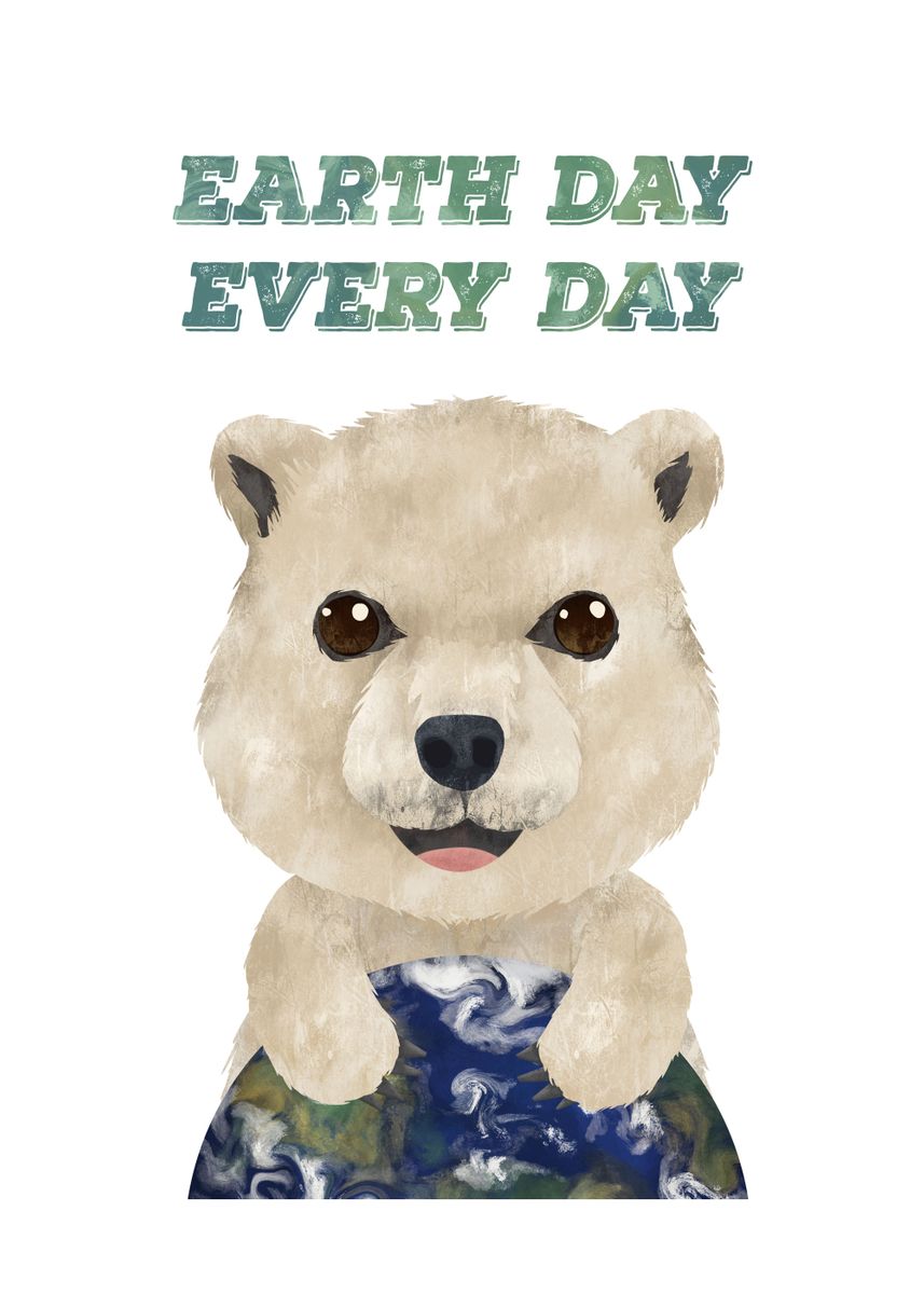 'Earth day Polar Bear' Poster, picture, metal print, paint by XandYart ...