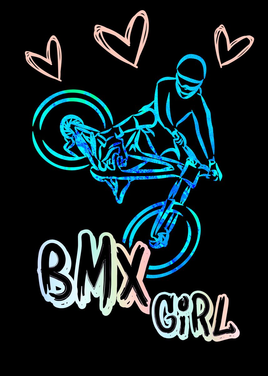 'BMX Girl Wall Art Gift' Poster, picture, metal print, paint by ...