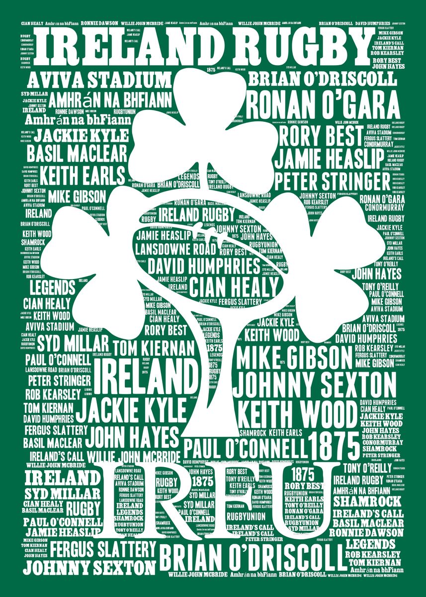 'Ireland Rugby Legends 4' Poster, picture, metal print, paint by The ...