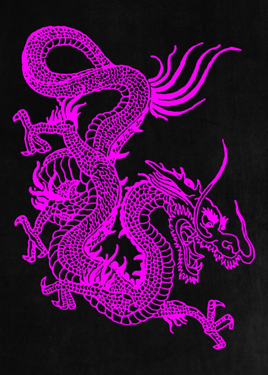 'Fuchsia Chinese Dragon' Poster, picture, metal print, paint by John ...
