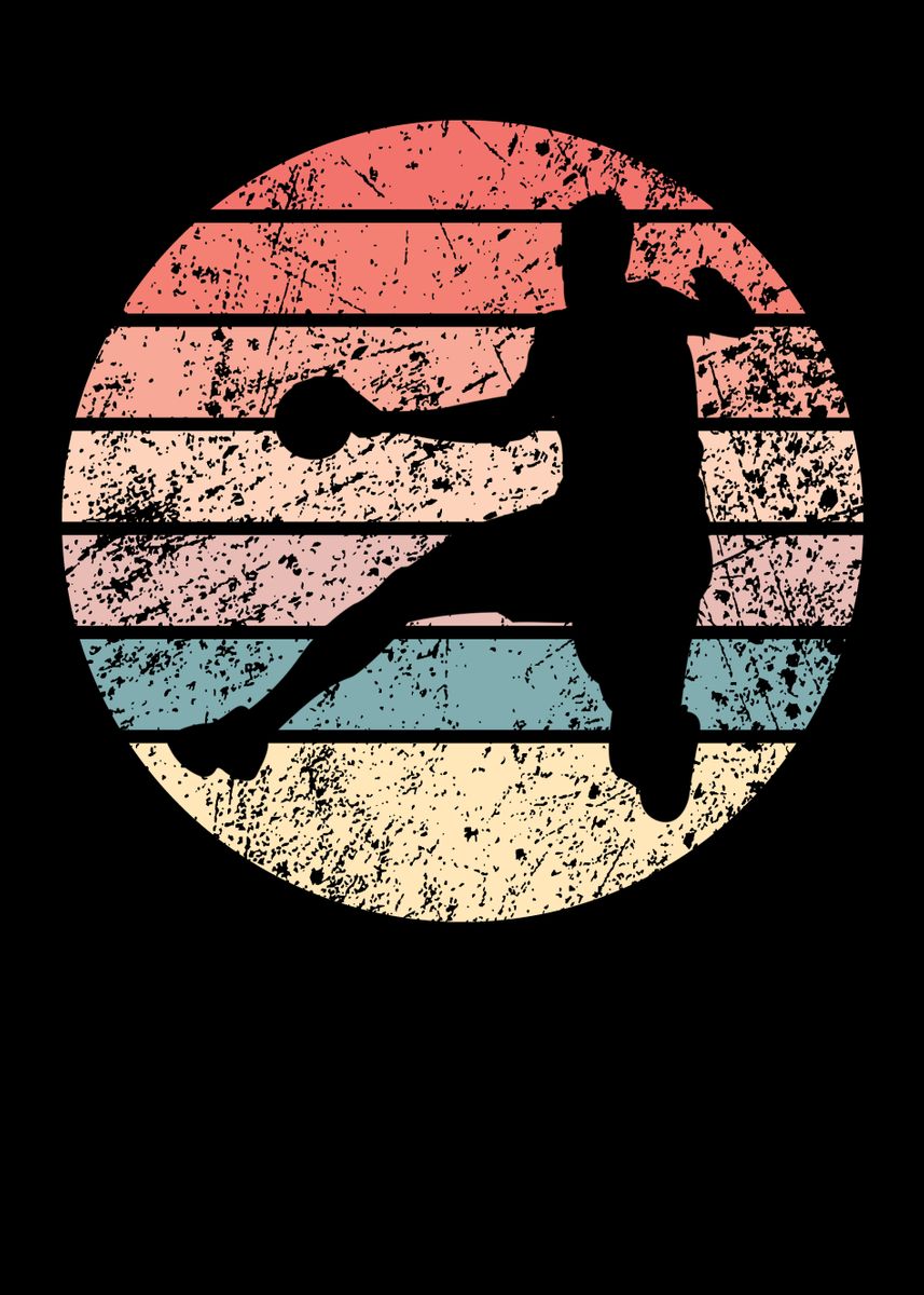 'Handball Player Retro' Poster, picture, metal print, paint by Shiva121 ...