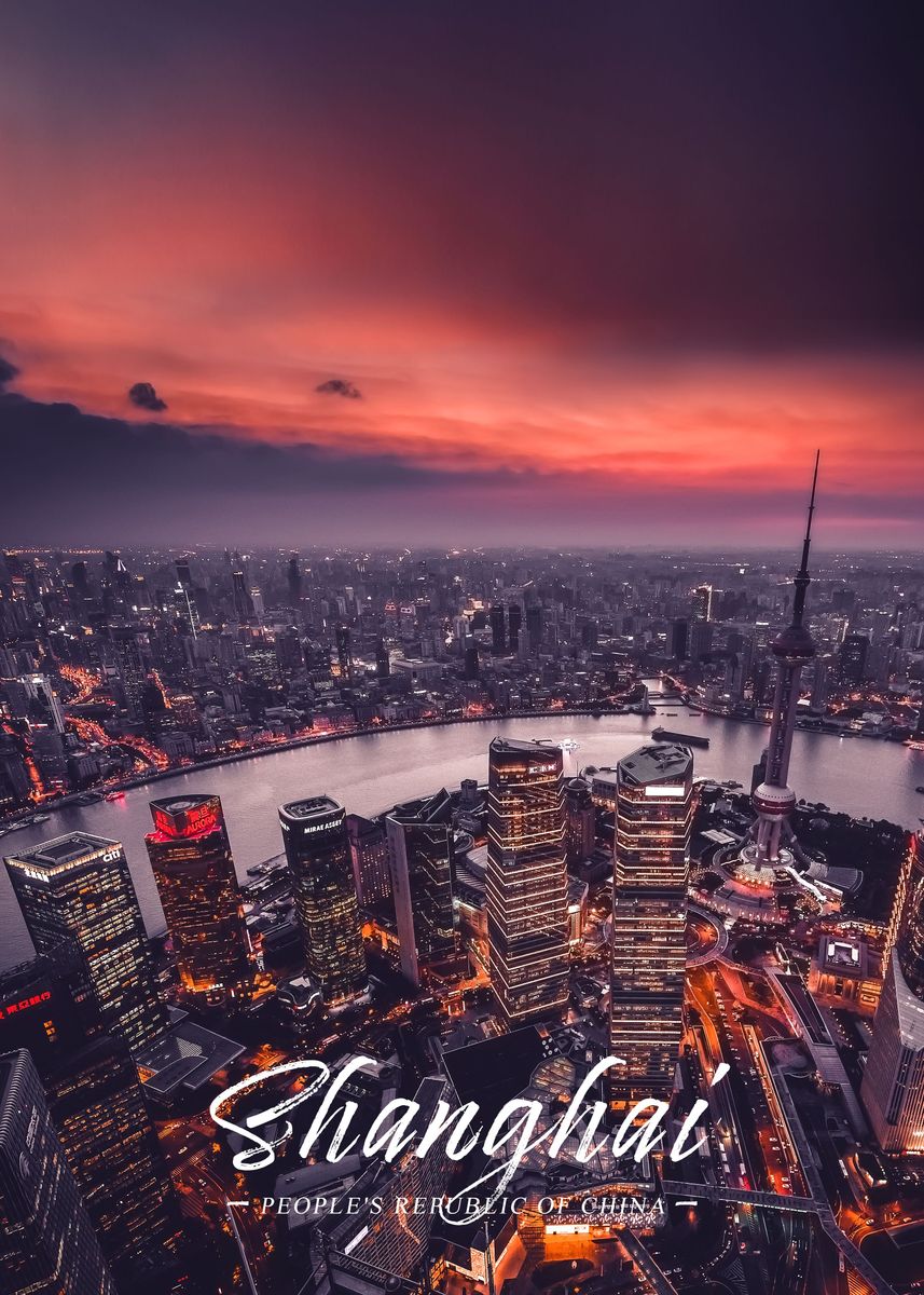 'Shanghai' Poster, picture, metal print, paint by MyDigitalMind | Displate