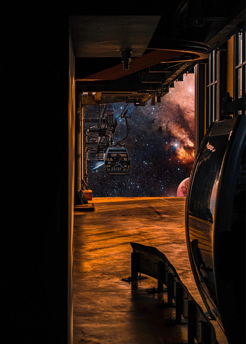 'Space Cable Car' Poster, picture, metal print, paint by Shaheen Khan ...