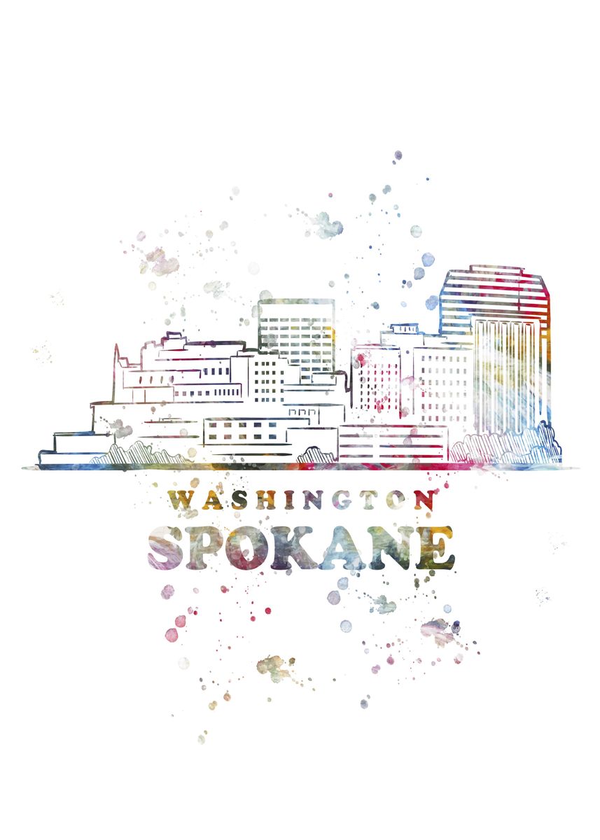 'SPOKANE WASHINGTON' Poster, picture, metal print, paint by ...