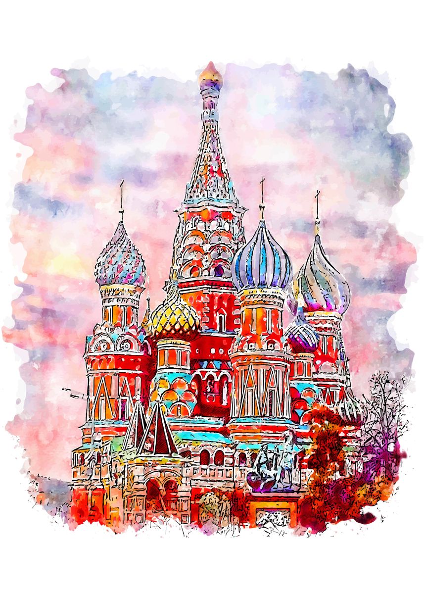 'Moscow red square russia' Poster, picture, metal print, paint by ...