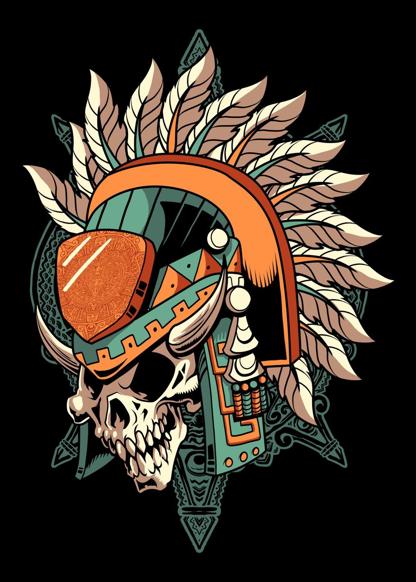 'Aztec' Poster, picture, metal print, paint by BobbyBubble | Displate