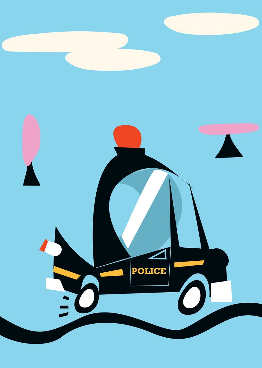 'Police car' Poster, picture, metal print, paint by David Green | Displate