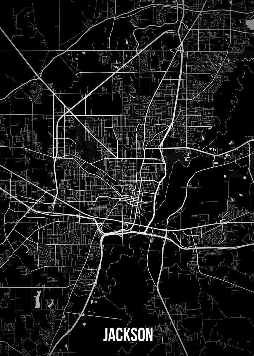 'Jackson dark map' Poster, picture, metal print, paint by Stefano ...