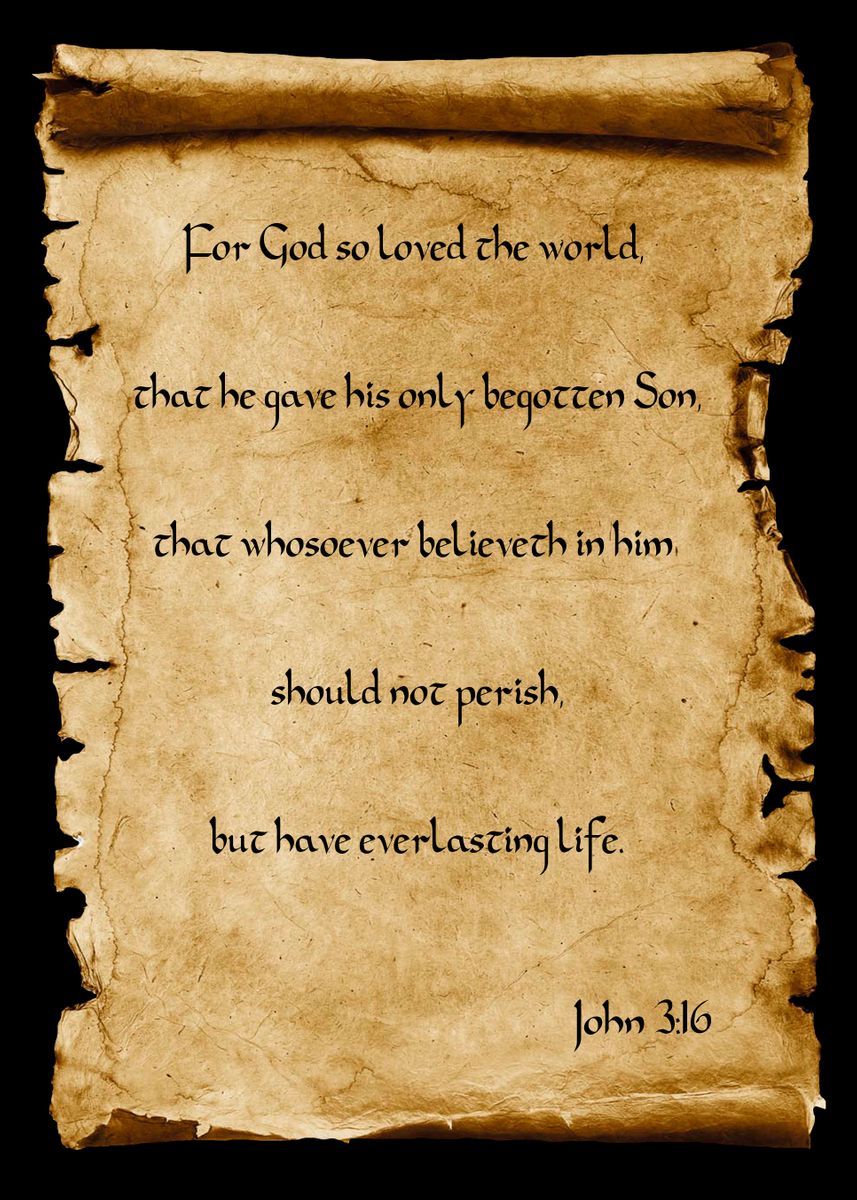'BIBLE VERSE JOHN 3 16' Poster, picture, metal print, paint by Osvaldo ...