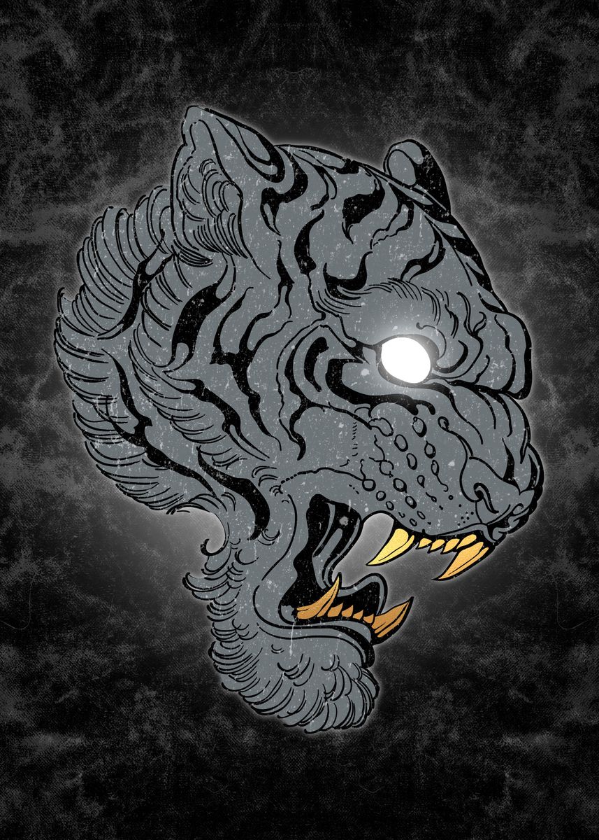 'Tiger gray design ' Poster by almost seven | Displate