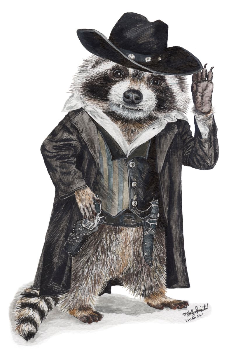 'Raccoon Bandit' Poster, picture, metal print, paint by Holly Simental ...