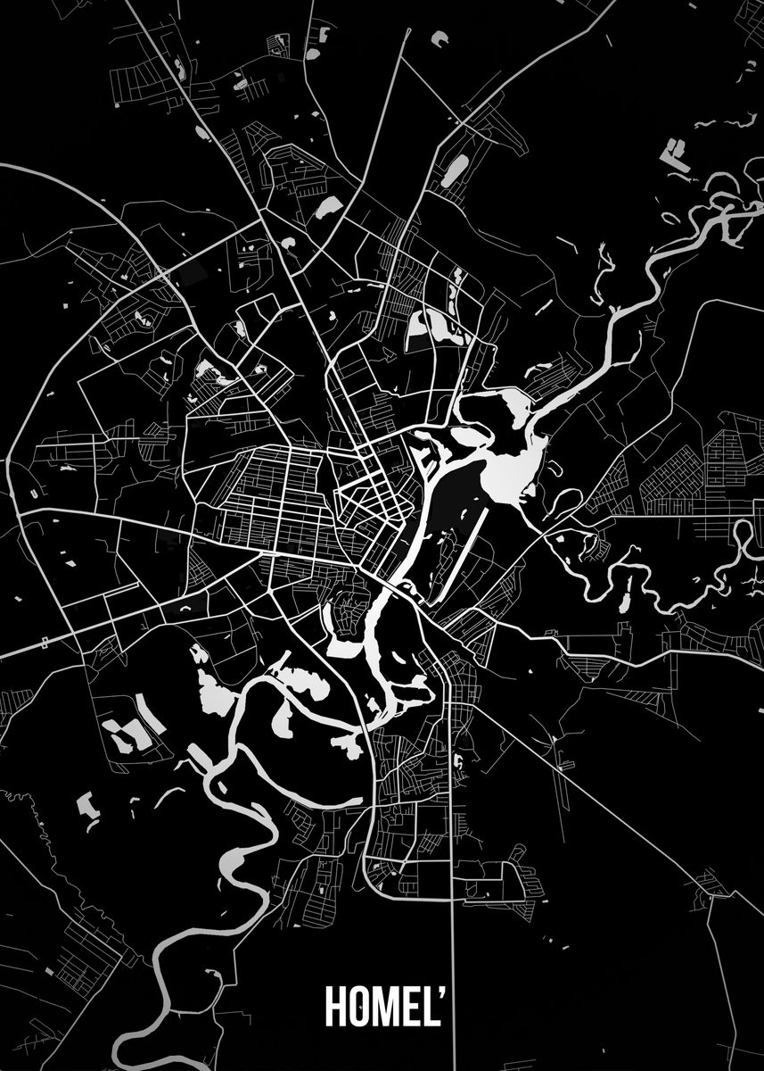 'Homel dark map' Poster by Stefano Lunghi | Displate