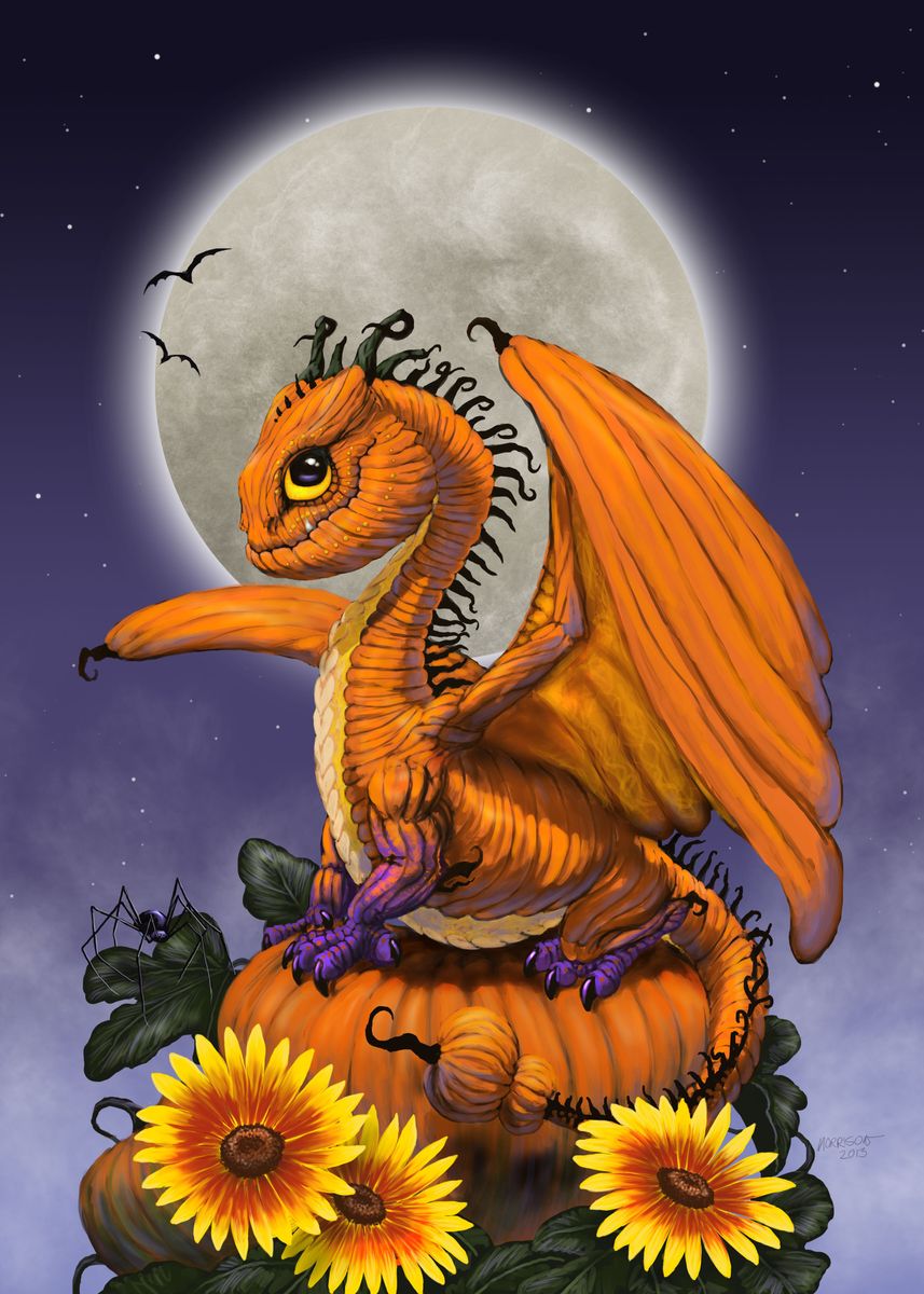 'Pumpkin Dragon' Poster, picture, metal print, paint by Stanley ...