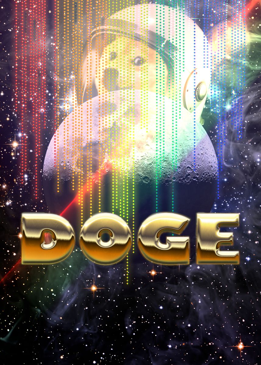 'Doge 2 Moon' Poster, picture, metal print, paint by Stuart Dalgleish ...
