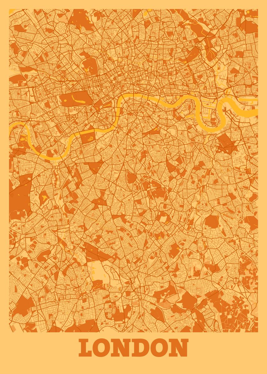 'London Sunset City Map' Poster by Tien Stencil | Displate
