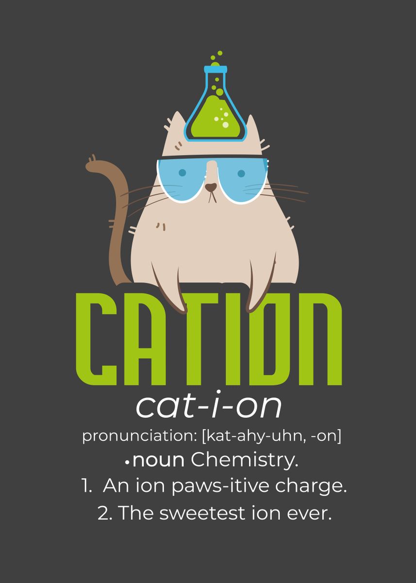 'Cation Science Cat' Poster, picture, metal print, paint by ...