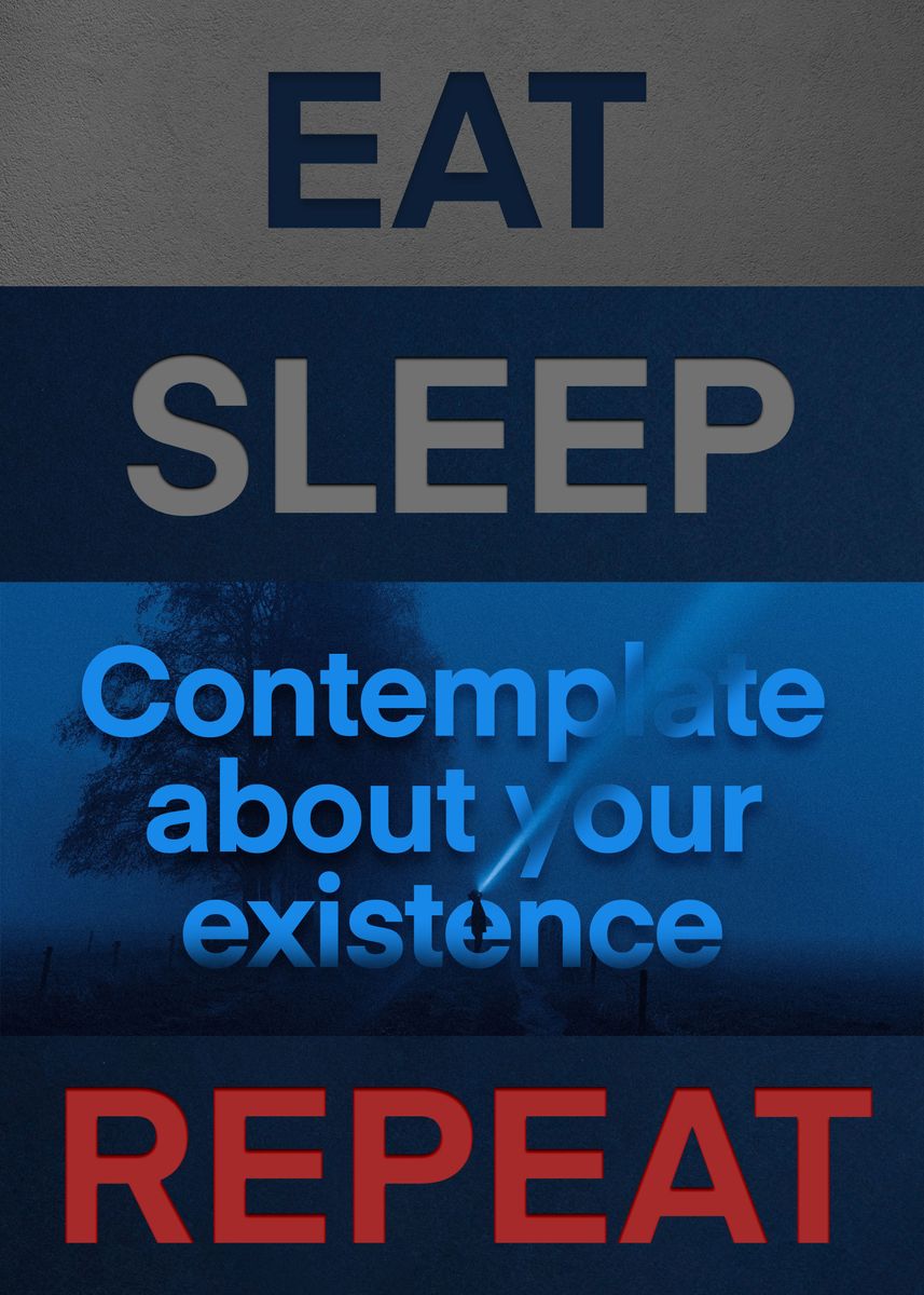 'Eat Sleep Repeat' Poster, picture, metal print, paint by Aaki | Displate