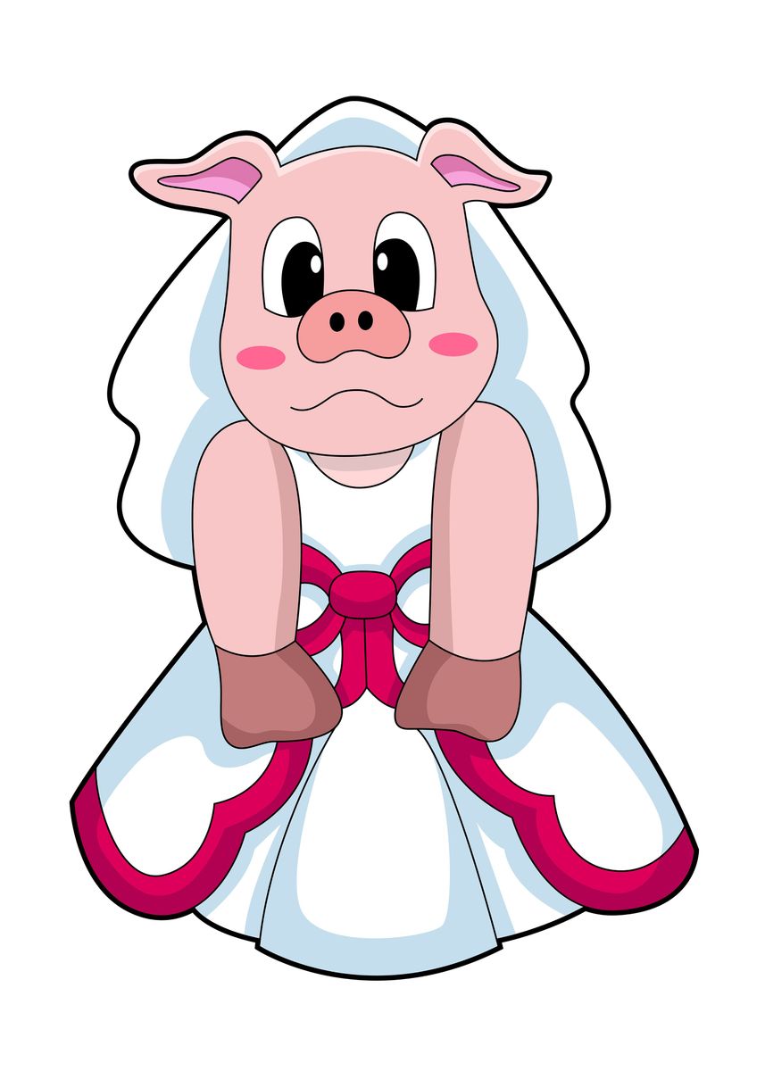 'Pig Wedding Bride Veil' Poster, picture, metal print, paint by Markus ...