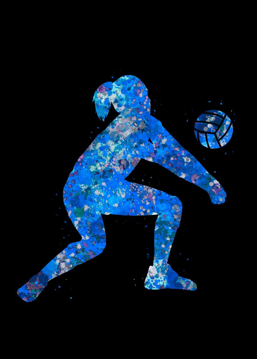 'Volleyball girl blue art' Poster, picture, metal print, paint by Yahya ...