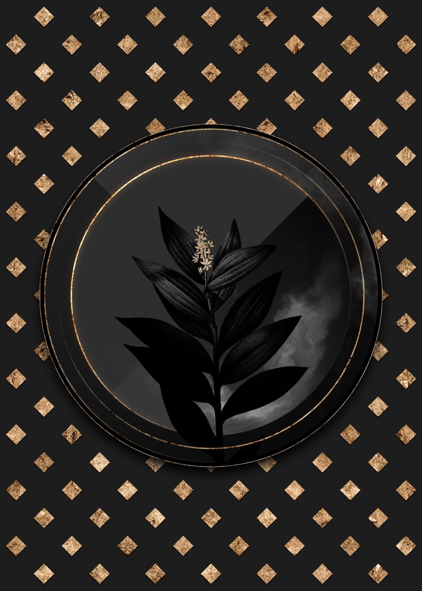 'Black and Gold Florals' Poster by Holy Rock Design | Displate