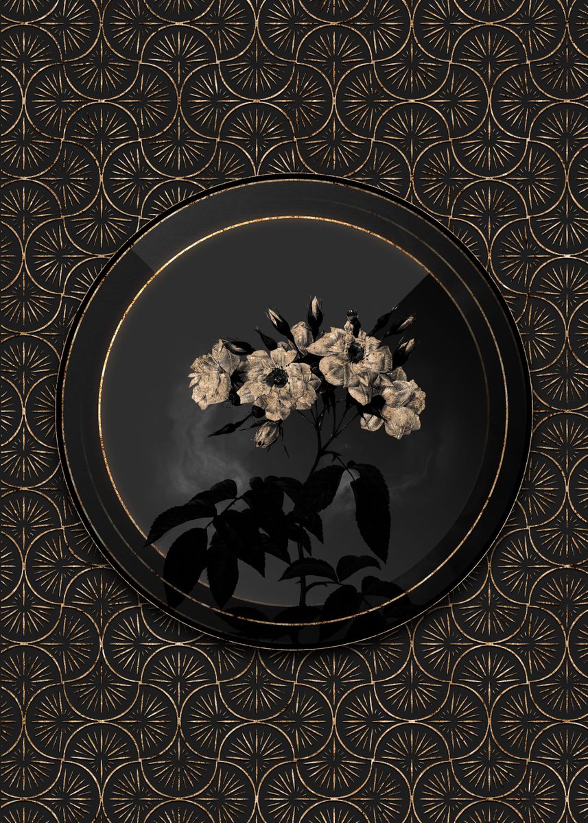 'Art Deco Gold Shadowy Rose' Poster by Holy Rock Design | Displate