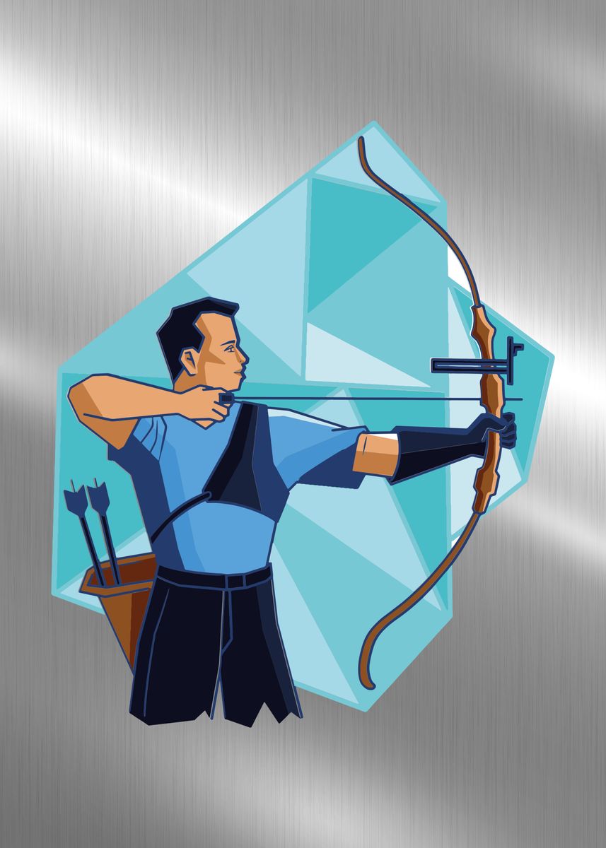 'Archer focussing on target' Poster, picture, metal print, paint by ...
