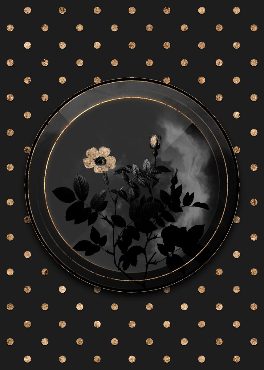 'Shadowy Gold Rose Flowers' Poster, picture, metal print, paint by Holy ...
