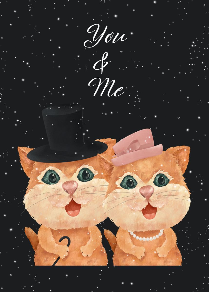 'You and Me Cat' Poster by XandYart | Displate