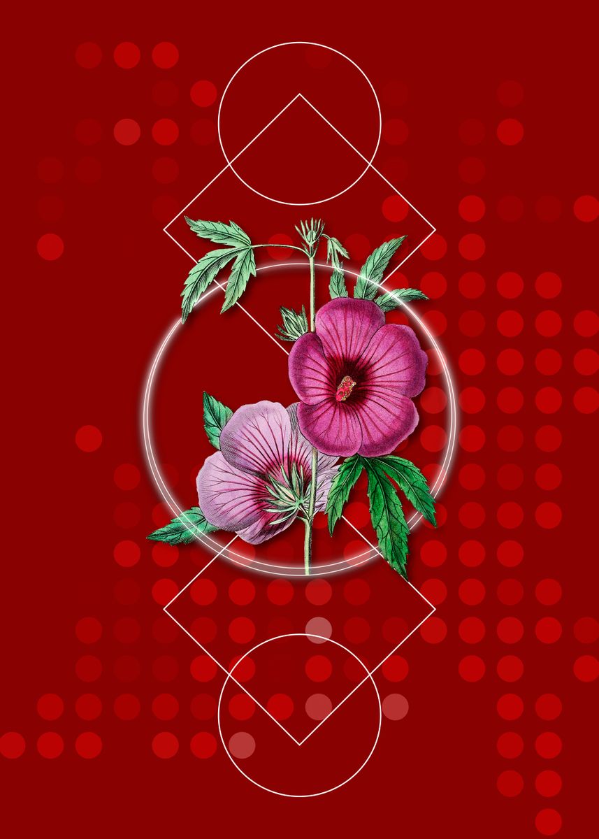 'Geometric Hibiscus Flower' Poster, picture, metal print, paint by Holy ...