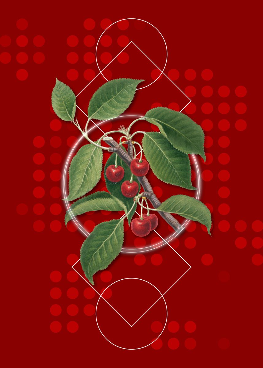 'Geometric Sour Cherry' Poster, picture, metal print, paint by Holy ...