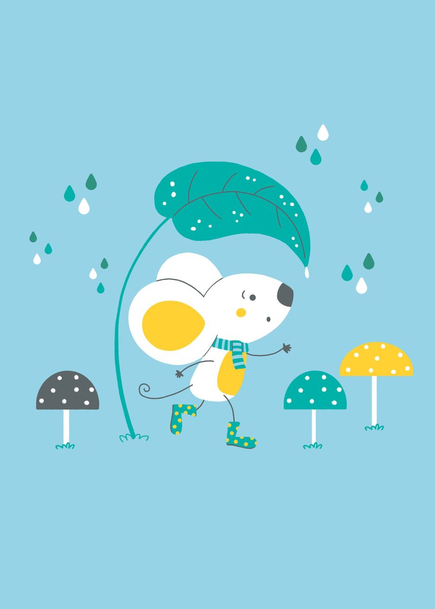 'Mouse in the rain' Poster, picture, metal print, paint by Angela ...