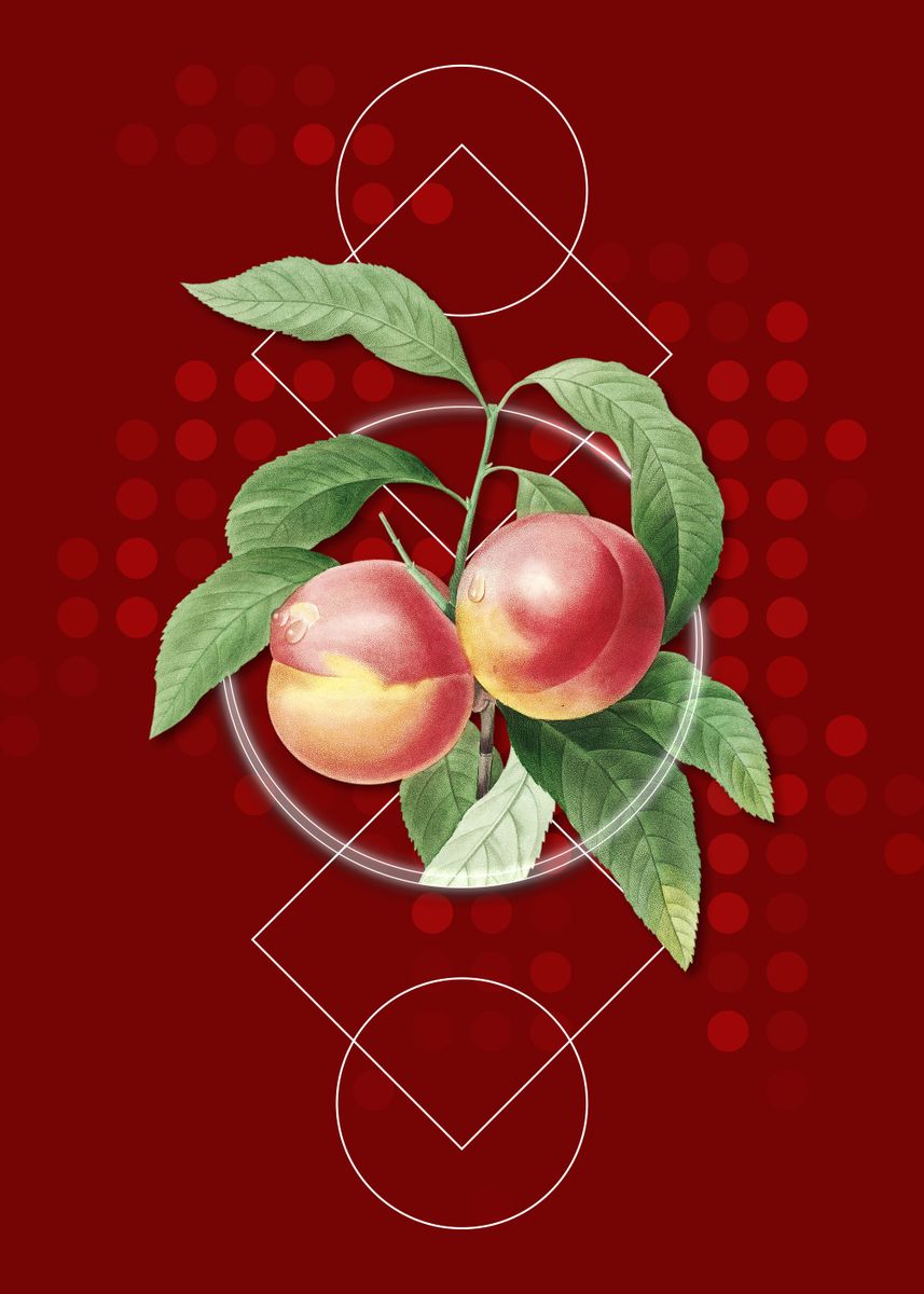 'Vintage Peach Fruit Poster' Poster by Holy Rock Design | Displate