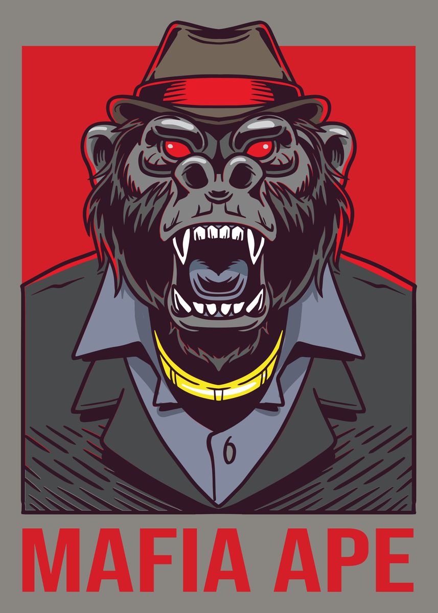 'Mafia Ape' Poster, picture, metal print, paint by Bombdesign | Displate