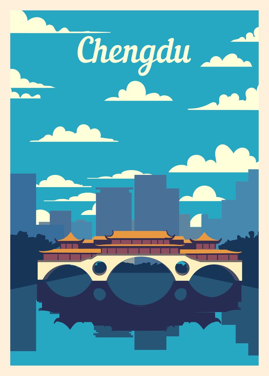 'chengdu city' Poster, picture, metal print, paint by Paul C. Lane ...