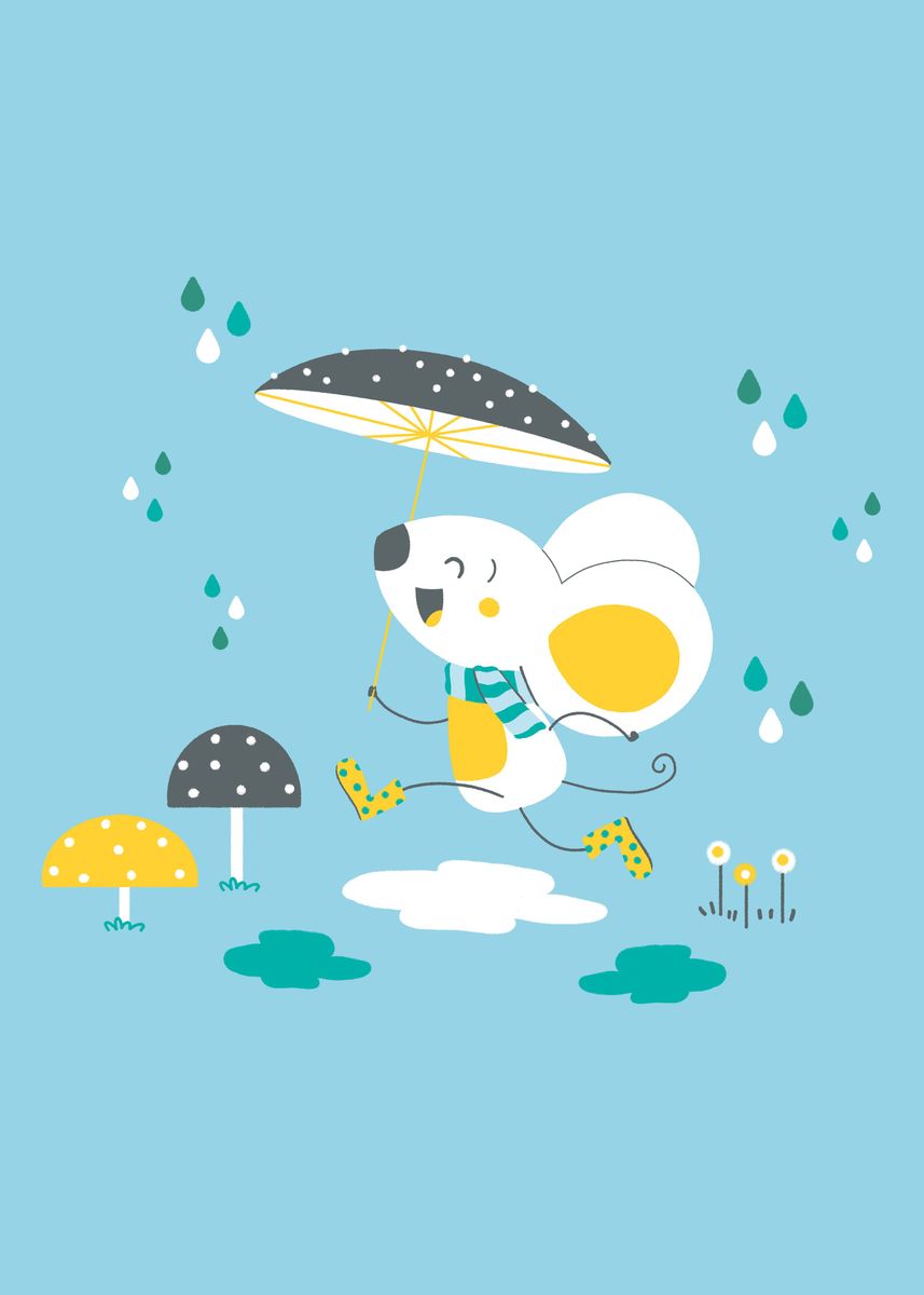 'mouse in the rain' Poster, picture, metal print, paint by Angela ...