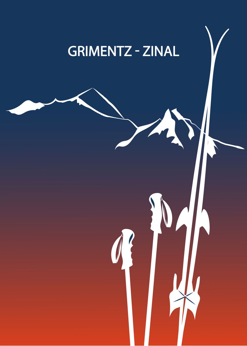 'grimentz zinal' Poster, picture, metal print, paint by LeewardDesign ...