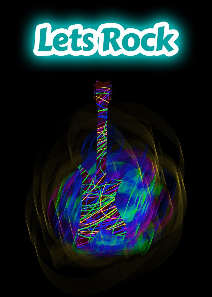 'Lets Rock Guitar Music' Poster, picture, metal print, paint by Max ...